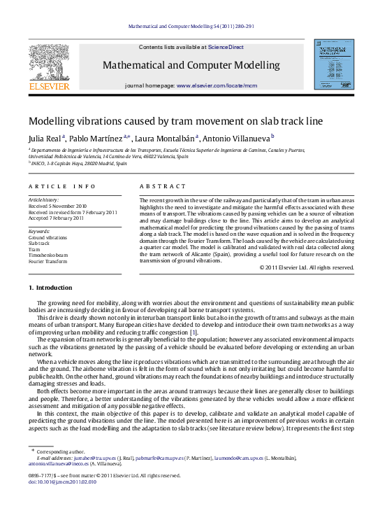 (PDF) Modelling vibrations caused by tram movement on slab track line