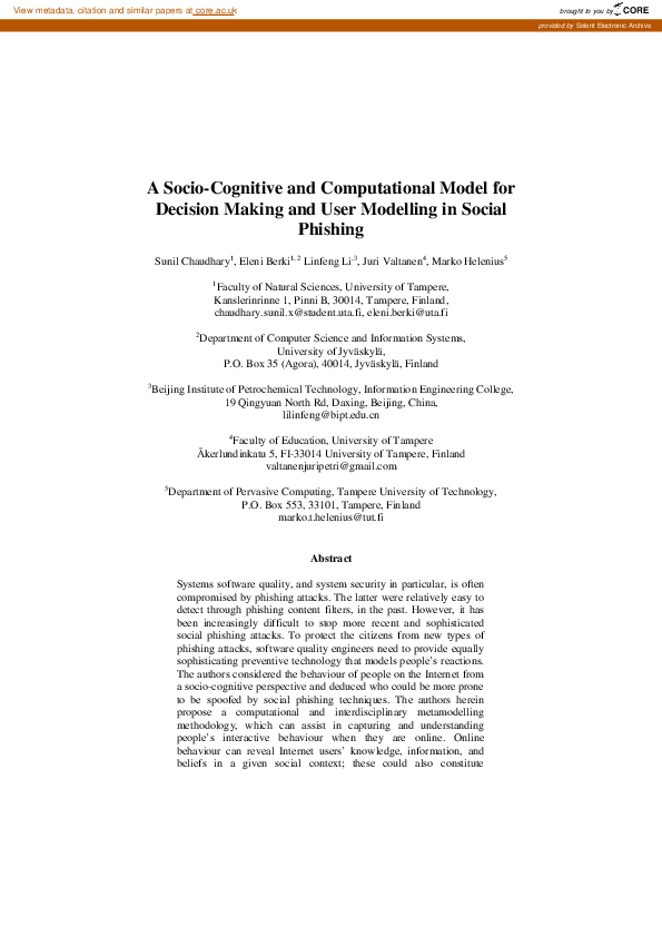 Pdf A Socio Cognitive And Computational Model For Decision Making And User Modelling In Social