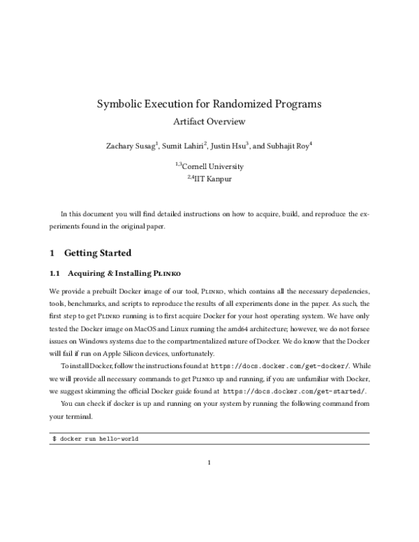 (PDF) Artifact for Symbolic Execution for Randomized Programs