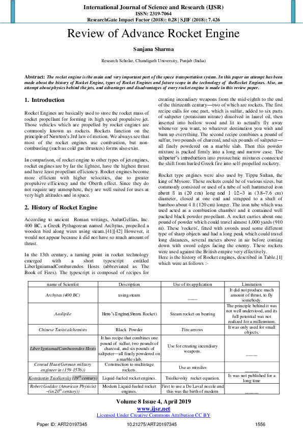 (PDF) Review of Advance Rocket Engine