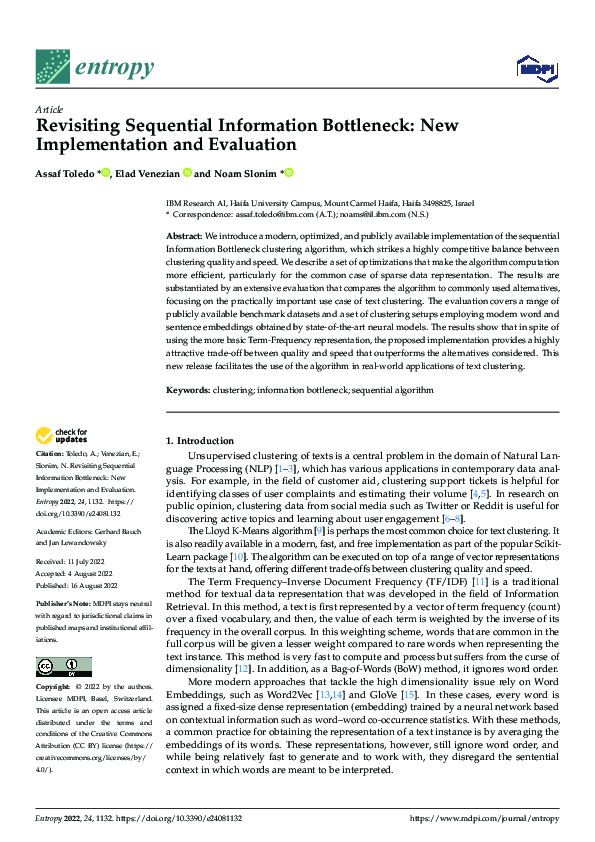 (PDF) Revisiting Sequential Information Bottleneck: New Implementation and Evaluation