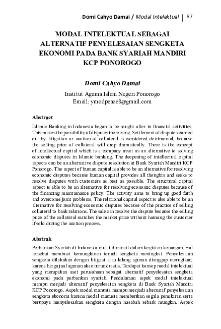 (PDF) Modal Intelektual Sebagai Alternatif Penyelesaian Sengketa ...