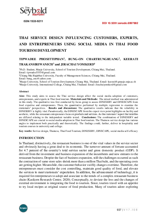 (PDF) Thai Service Design Influencing Customers, Experts, and ...