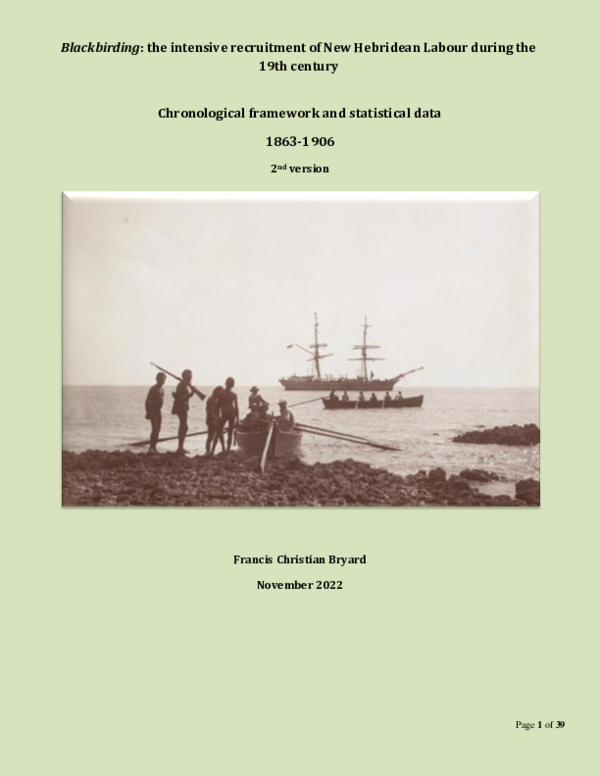 (PDF) Blackbirding the intensive recruitment of New Hebridean Labour ...