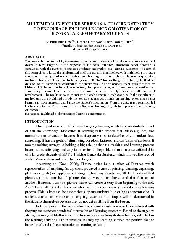 (PDF) Multimedia in Picture Series as Teaching Strategy in Encouraging ...