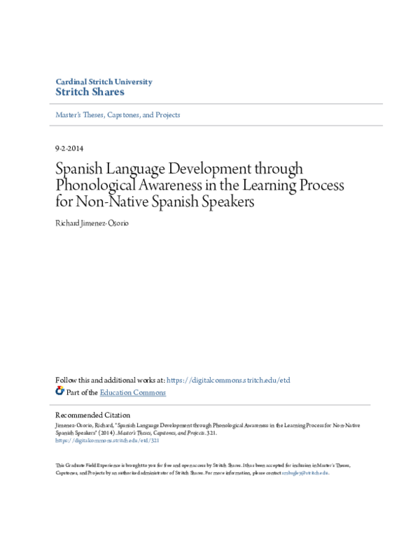 (PDF) Spanish Language Development through Phonological Awareness in ...