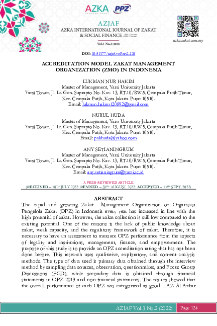 Pdf Accreditation Model Zakat Management Organization Zmo In Indonesia