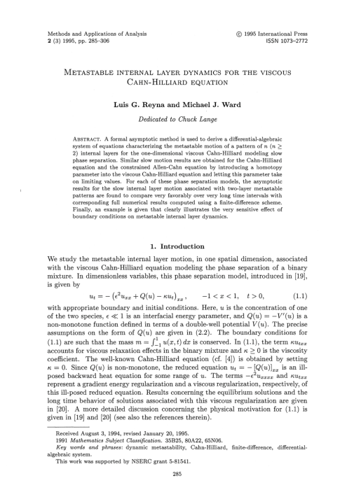 Metastable internal layer dynamics for the viscous Cahn–Hilliard equation