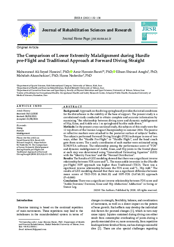 (PDF) The Comparison of Lower Extremity Malalignment during Hurdle pre ...