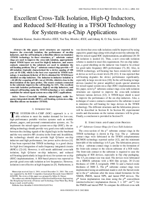 (PDF) Excellent cross-talk isolation, high-Q inductors, and reduced ...
