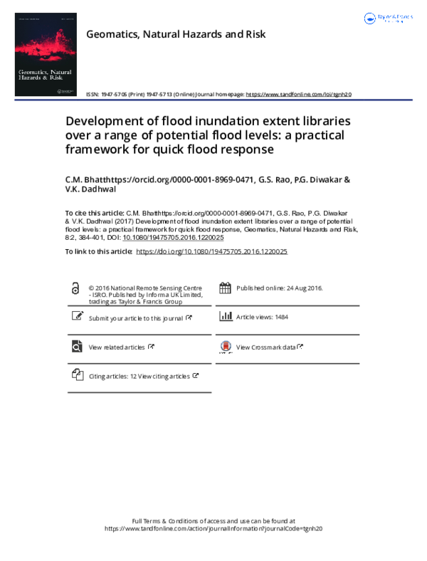 Pdf Development Of Flood Inundation Extent Libraries Over A Range Of Potential Flood Levels A