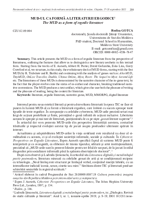 (PDF) The MUD as a form of ergodic literature