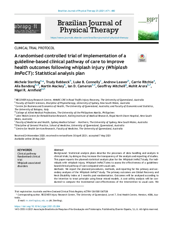 (PDF) A randomised controlled trial of implementation of a guideline-based clinical pathway of ...
