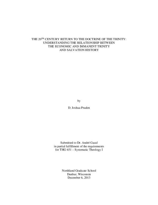 (PDF) The 20th Century Return to the Doctrine of the Trinity ...