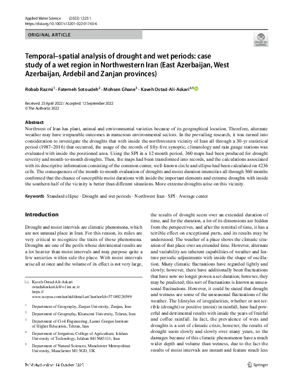 (PDF) Temporal–spatial analysis of drought and wet periods: case study of a wet region in ...