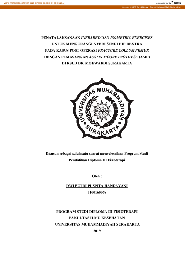 (PDF) Penatalaksanaan Infrared dan Isometric Exercises untuk Mengurangi ...