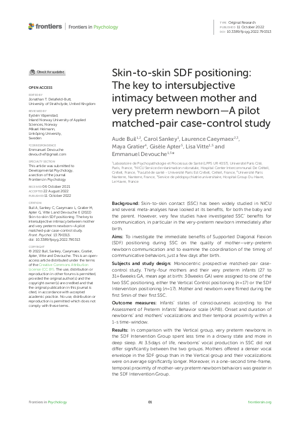 (PDF) Skin-to-skin SDF positioning: The key to intersubjective intimacy ...