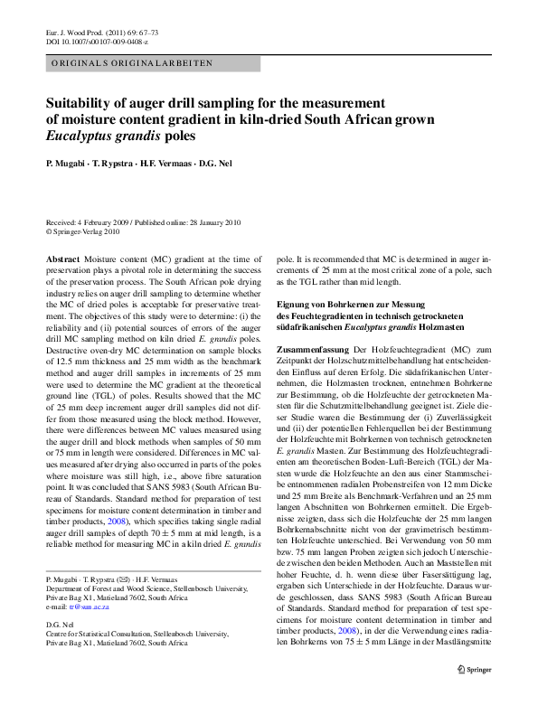 Suitability of auger drill sampling for the measurement of moisture ...