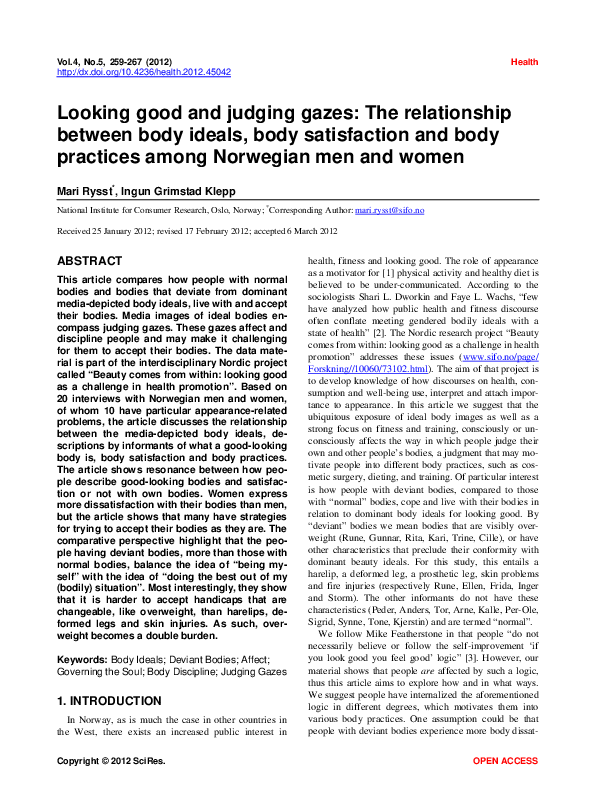 (PDF) Looking good and judging gazes: The relationship between body ...