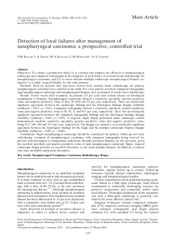 (PDF) Detection of local failures after management of nasopharyngeal ...