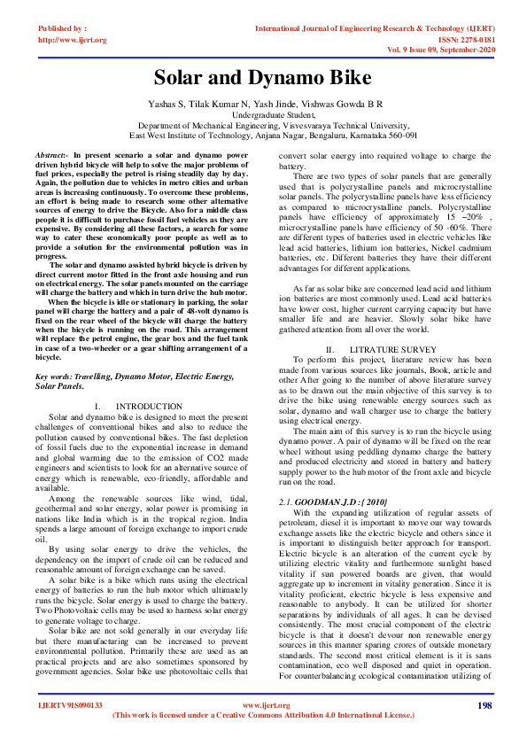 (PDF) Solar and Dynamo Bike