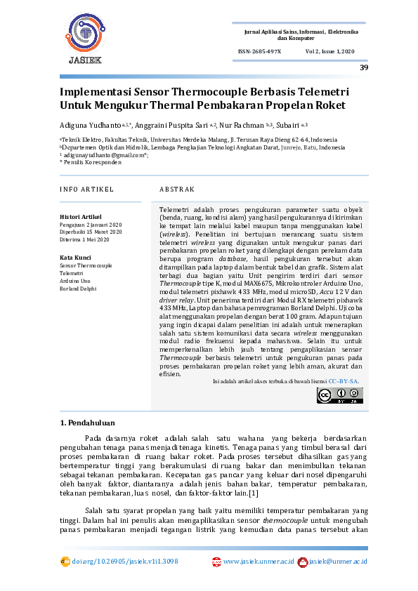 (PDF) Implementasi Sensor Thermocouple Berbasis Telemetri Untuk ...