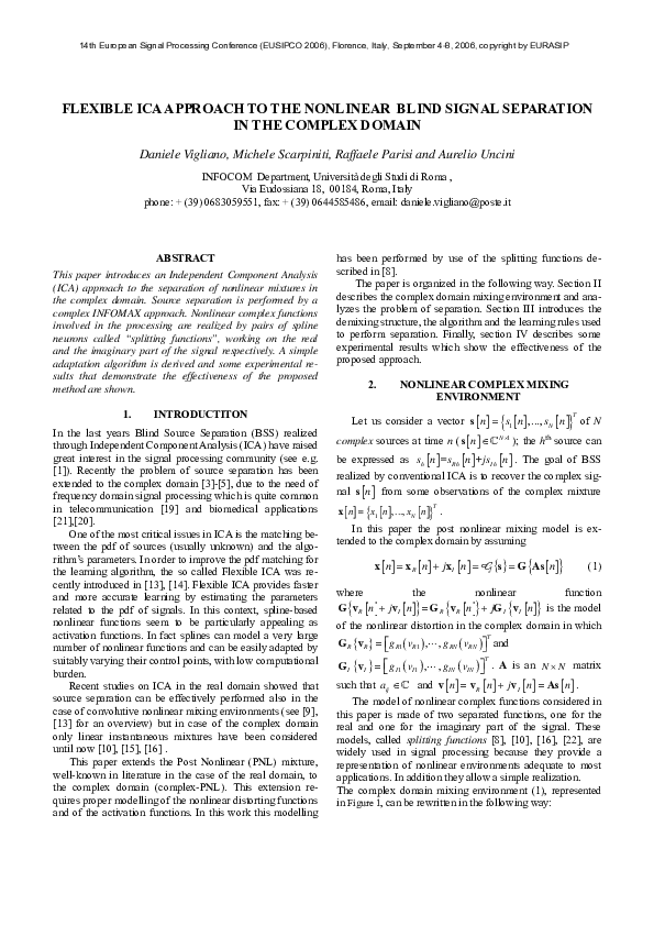 (PDF) Flexible ICA approach to the nonlinear blind signal separation in ...