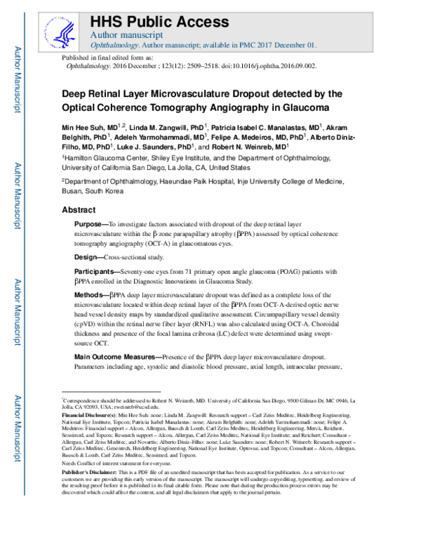 (PDF) Deep Retinal Layer Microvasculature Dropout Detected by the ...