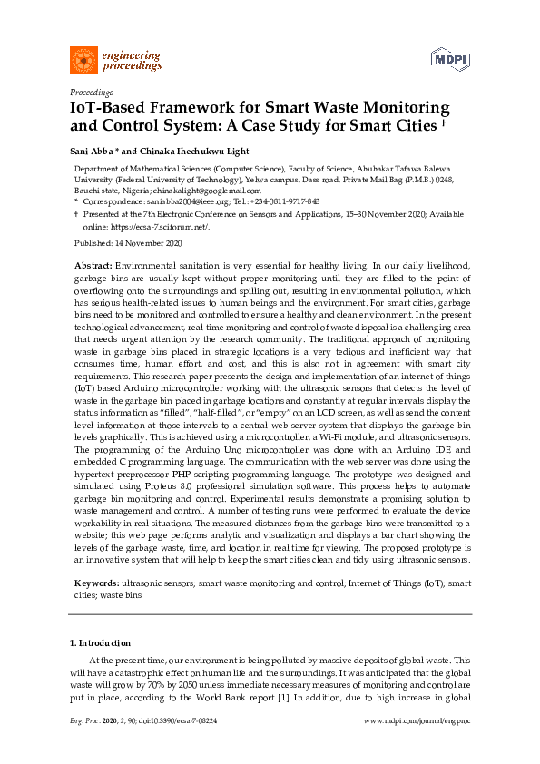 (PDF) IoT-Based Framework For Smart Waste Monitoring And Control System ...