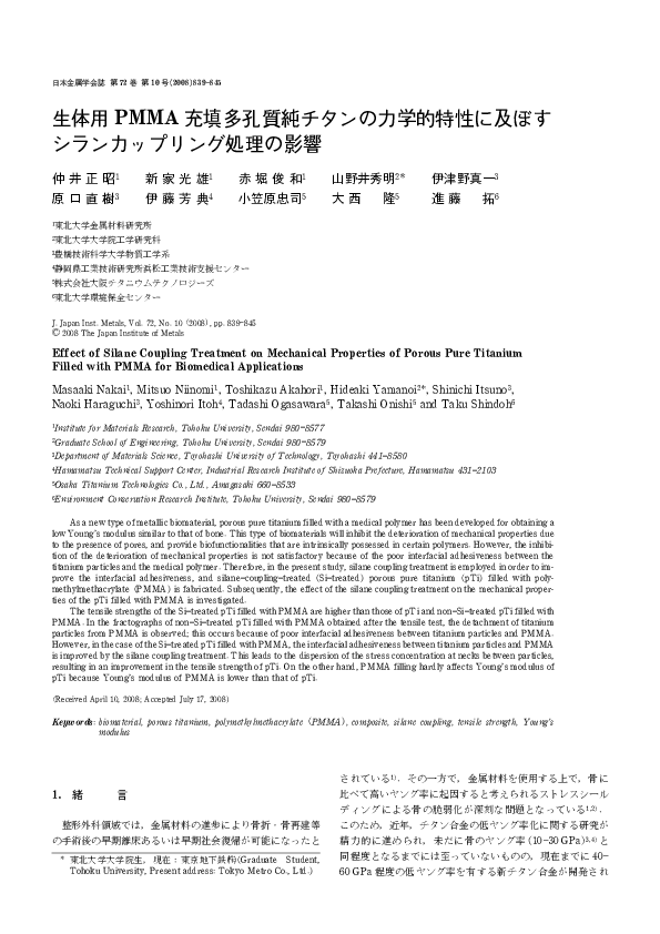 (PDF) Effect of Silane Coupling Treatment on Mechanical Properties of Porous Pure Titanium ...