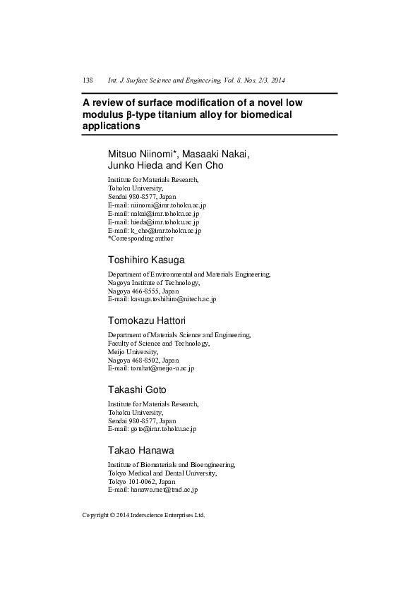 (PDF) A review of surface modification of a novel low modulus β-type ...