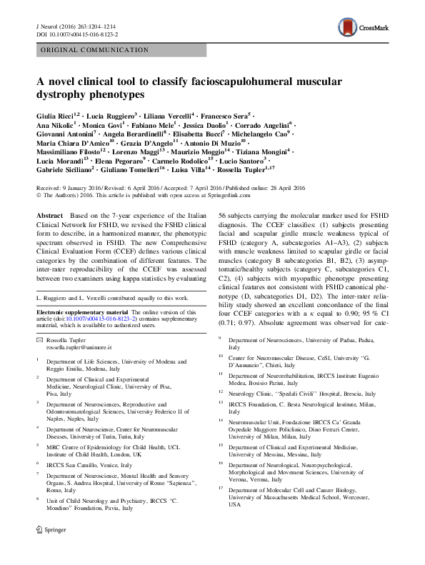 (PDF) A novel clinical tool to classify facioscapulohumeral muscular ...