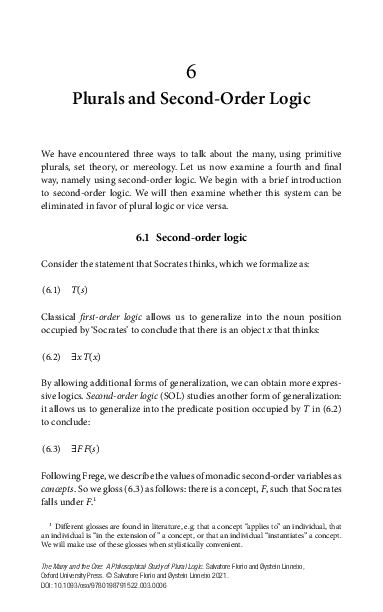 (PDF) Plurals and Second-Order Logic