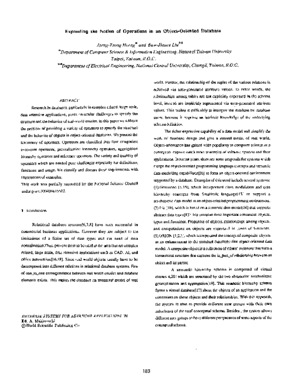(PDF) Expanding the Notion of Operations in an Object-Oriented Database
