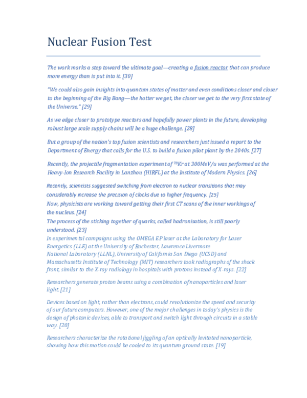 (PDF) Nuclear Fusion Test