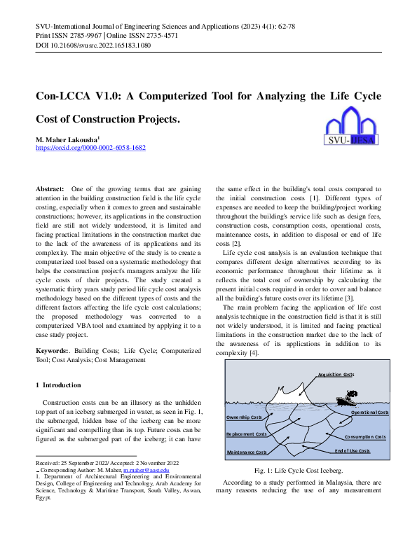 (PDF) Con-LCCA V1.0: A Computerized Tool for Analyzing the Life Cycle ...