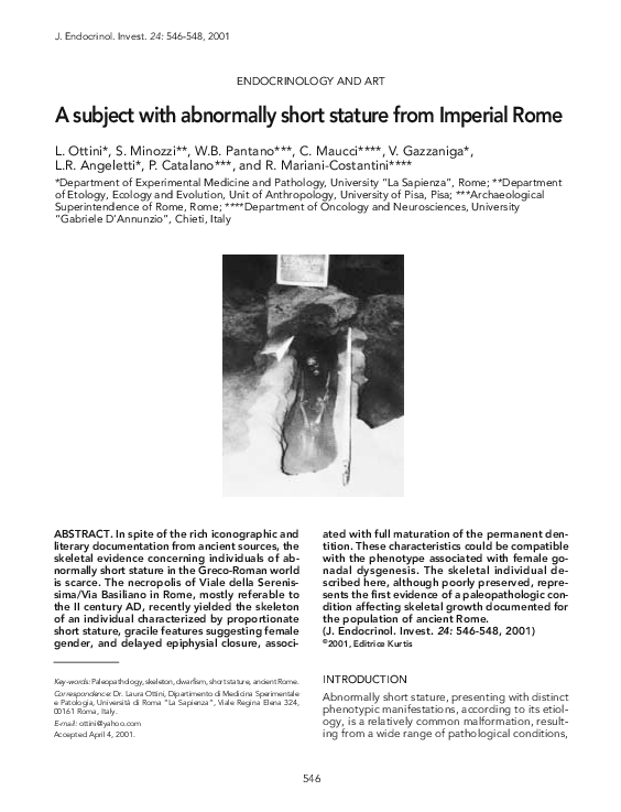 (PDF) A subject with abnormally short stature from Imperial Rome