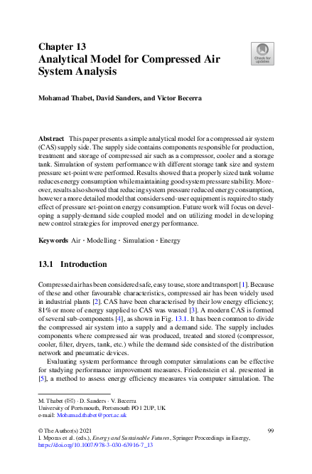(PDF) Analytical Model for Compressed Air System Analysis