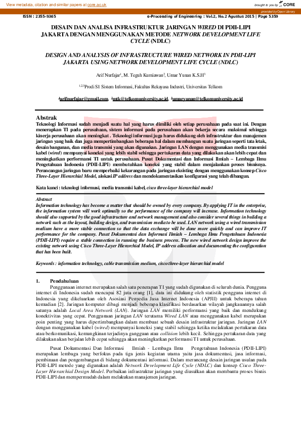 (PDF) Desain Dan Analisa Infrastruktur Jaringan Wired DI Pdii-Lipi Jakarta Dengan Menggunakan ...
