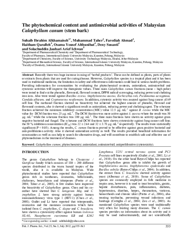 (PDF) The phytochemical content and antimicrobial activities of ...