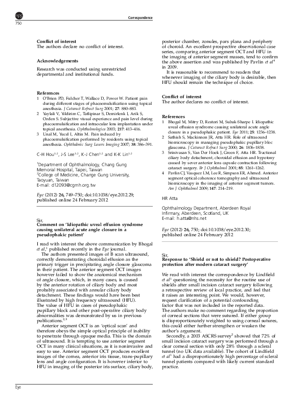 (PDF) Response to ‘Shield or not to shield? Postoperative protection ...