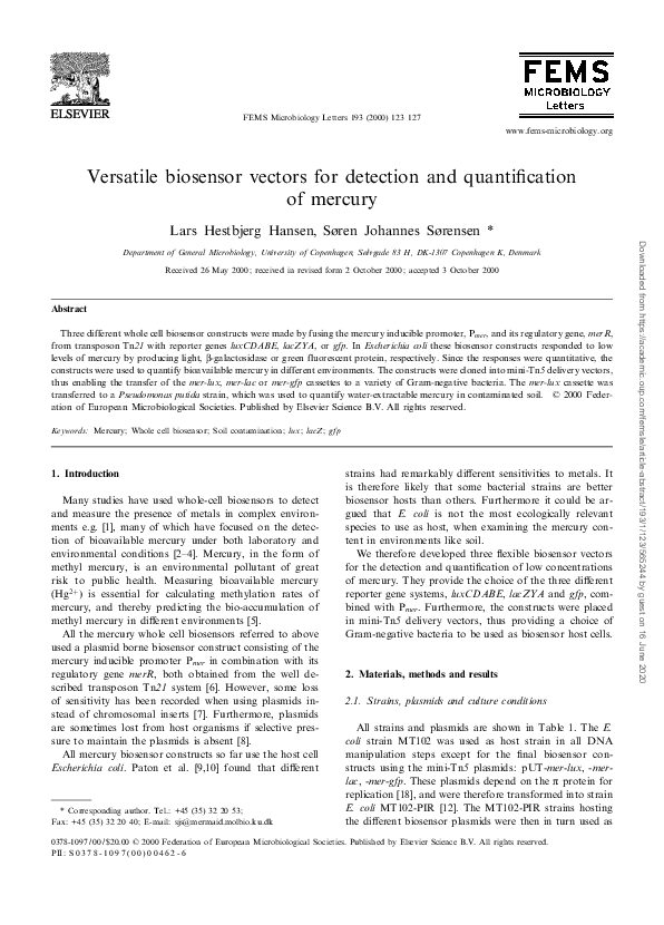 (PDF) Versatile biosensor vectors for detection and quantification of ...