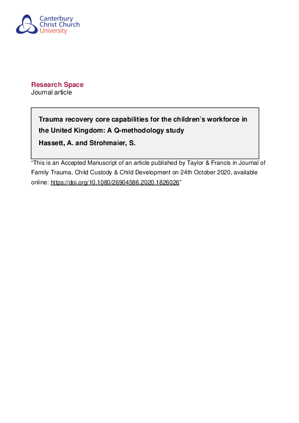 (PDF) Trauma recovery core capabilities for the children’s workforce in ...
