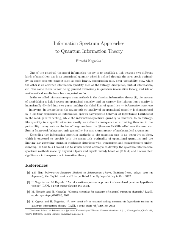 (PDF) Information-Spectrum Approaches to Quantum Information Theory