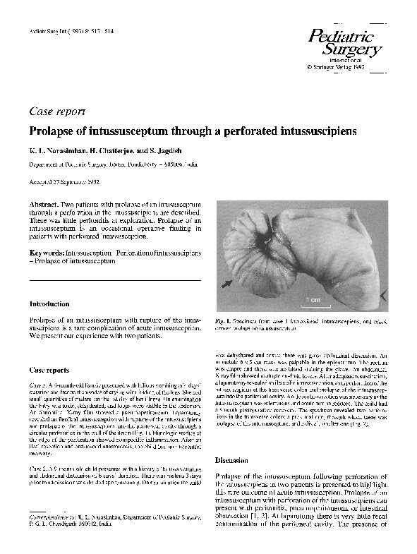 (PDF) Prolapse of intussusceptum through a perforated intussuscipiens
