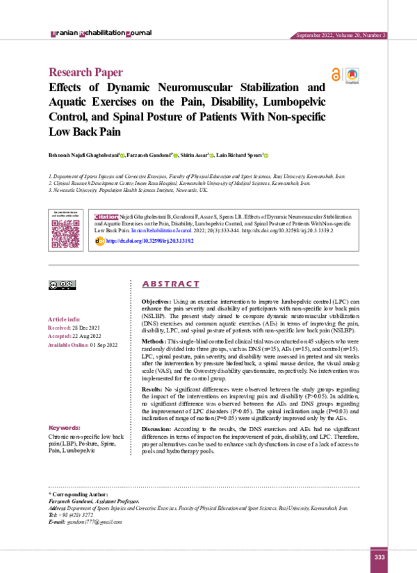 (PDF) Research Paper Effects of Dynamic Neuromuscular Stabilization and ...