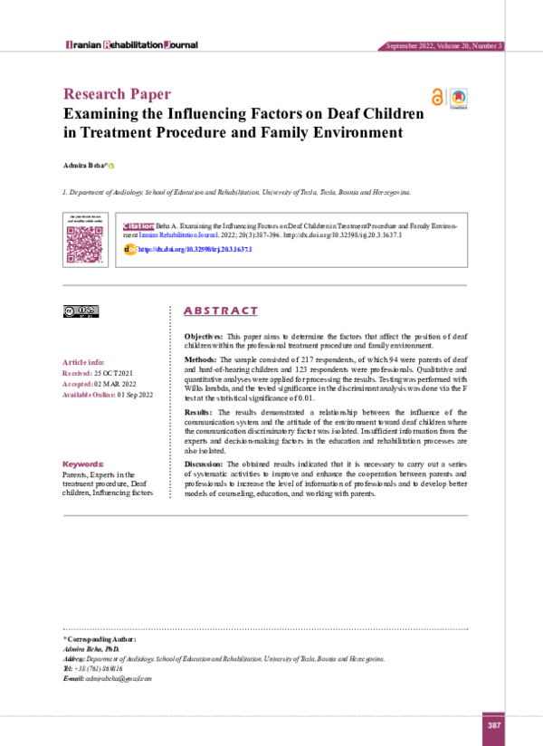 (PDF) Research Paper Examining the Influencing Factors on Deaf Children ...