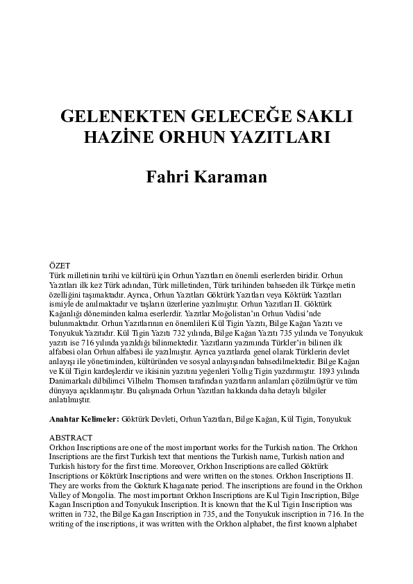 (DOC) Orhun Yazıtları