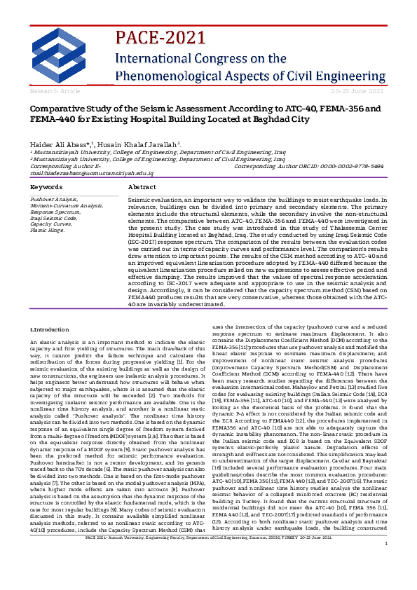 (PDF) Comparative Study of the Seismic Assessment According to ATC-40 ...