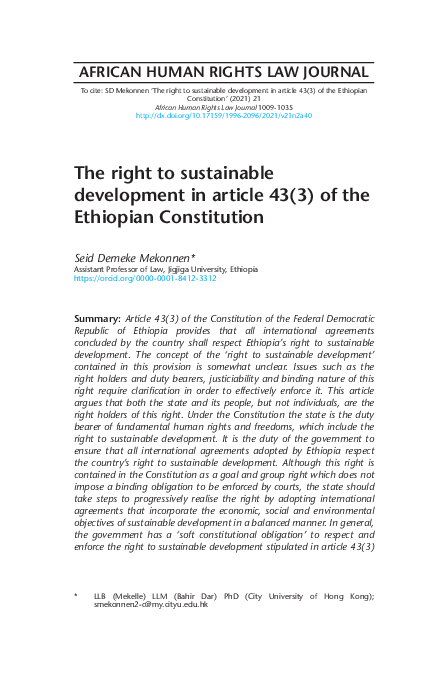 (PDF) The right to sustainable development in article 43(3) of the ...